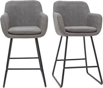 Miliboo Miliboo - Barhocker aus grauem Stoff mit Samteffekt H65 cm (2er-Satz) amika