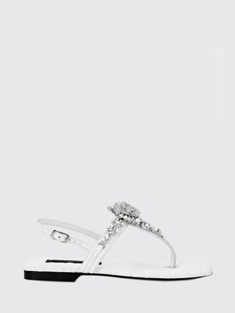 Philipp Plein Tongs en cuir avec talon bas et bride de cheville