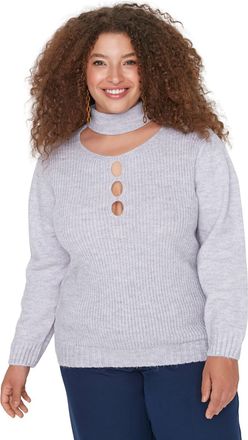 Trendyol Damen Pullover mit hohem Halsausschnitt, Violett, 50