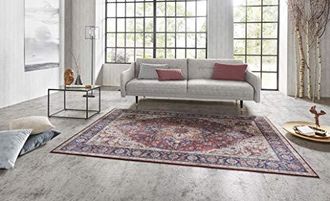 Nouristan Asmar Teppich - Wohnzimmerteppich Orient-Touch Detailiertes Muster Florales Kurflor Flachgewebe Teppich für Esszimmer, Wohnzimmer, Schlafzimmer - Pfla