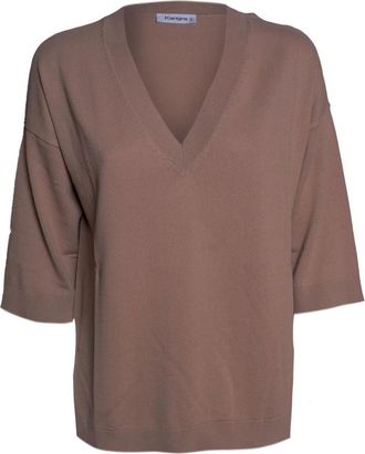 KANGRA Femme, Pulls, Brun, Taille: 38 FR V-neck Tricots