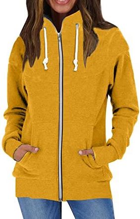 Generic Vestes en polaire pour femme - Manteau chaud l&eacute;ger pour femme - Automne et hiver - Manches longues - Col montant - Couleur unie - Fermeture &eacute;clair - C