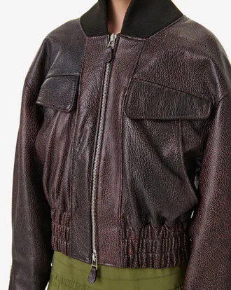 Iro Textured Leather Jacket - Maroon