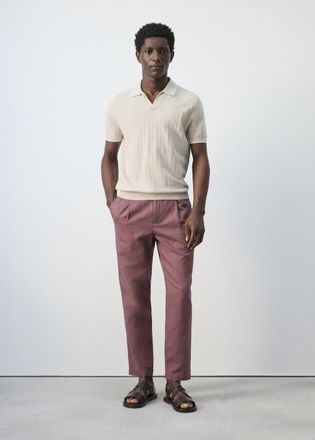 Mango Polo maille fine structur&eacute; sable - Homme - XXL - MANGO MAN