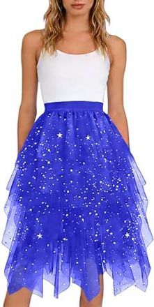 Generic Jupe en tulle longue bouffante pour femme - Costume de carnaval des ann&eacute;es 50 - Jupe en maille avec costume &eacute;lastique - Robe de carnaval - Robe de f&eacute;e