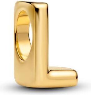 Pandora Buchstabe L Alphabet-Mini-Charm aus Sterling Silber mit 14 Karat Vergoldung, kompatibel Moments, Maße: 6,3 x 8,2 x 4,9 mm, 763958C00