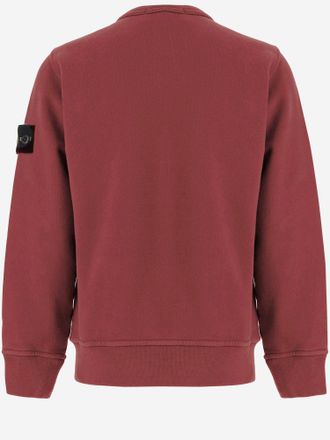 Stone Island Boys Cotton Logo Sweatshirt Red Hoods & Sweatshirts