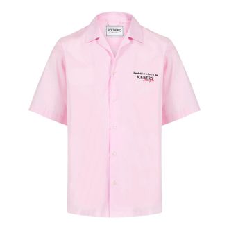 Iceberg Homme, Chemises, Rose, Taille: M Chemise Popeline &agrave; Manches Courtes
