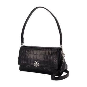 Tory Burch Womens Charlie Small Shoulder Bag - Tory Burch Leather Black Calfskin Shoulder-Hobo-Bags