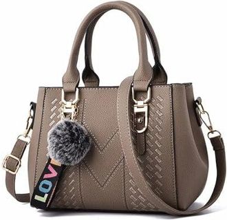 Generic Sac à main en cuir avec broderie pour femme, kaki, Taille unique