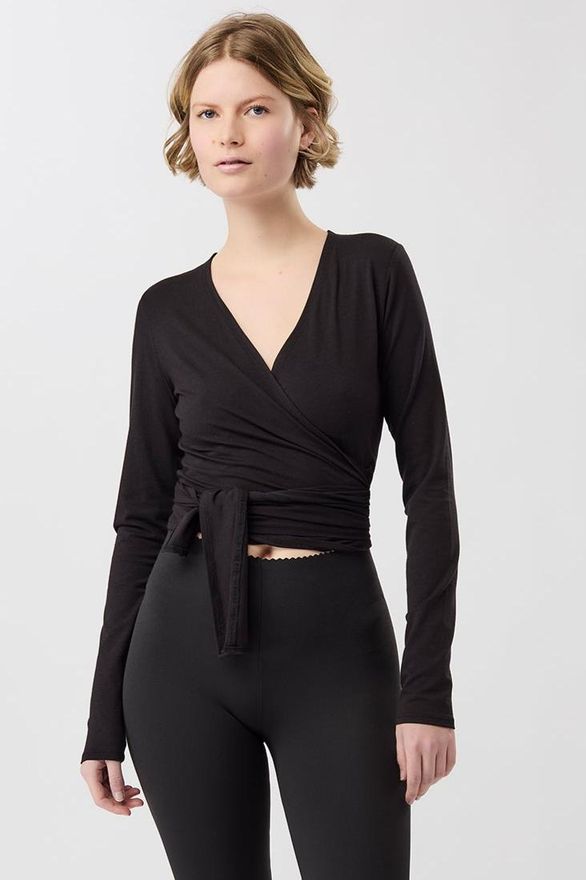 Damen vegan Jacke Wrap Schwarz