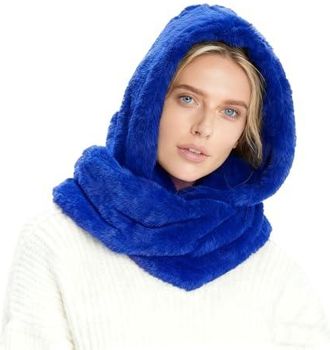 Lina & Lily &Eacute;charpe Tube &agrave; Capuche en Fausse Fourrure pour Femme Hiver (Bleu Royal)