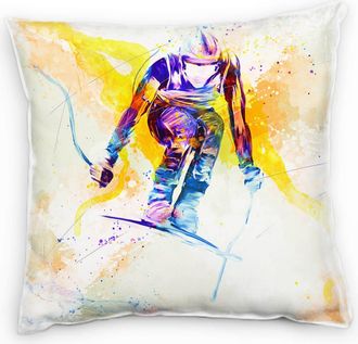 Paul Sinus Art Ski Alpin II Deko Kissen Bezug 40x40cm für Couch Sofa Lounge Zierkissen - Dekoration zum Wohlfühlen