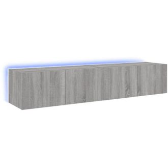 vidaXL Vidaxl - Meubles tv muraux et lumi&egrave;res led 2pcs sonoma gris 80x35x31 cm