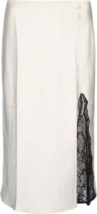 Calvin Klein Femme, Jupes, Blanc, Taille: 38 FR Jupe Midi en Satin Mat