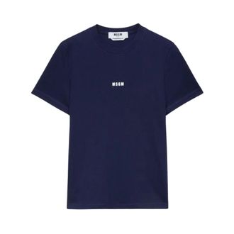 Msgm Msgm, Femme, Tops, Bleu, Taille: 38 FR T-shirt droite &agrave; col rond et manches courtes