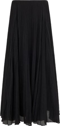 Vince Femme, Jupes, Noir, Taille: 38 FR Crinkled Pliss&eacute; Cotton-Blend Maxi Skirt