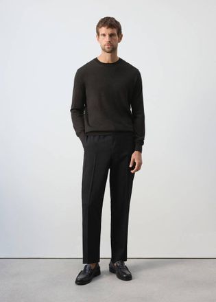 Mango Pull 100 % laine maille fine chocolat - Homme - XXL - MANGO MAN