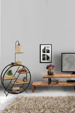 Opviq Modern Floor Lamp with Metal Body & 100% Fir Wood Bookstand, 165 cm Height, Wicker Color, E27 Socket, Max 40W | Stylish Lighting for Home & Office