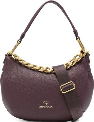 Braccialini sac porté épaule en cuir à détail de chaîne - Violet