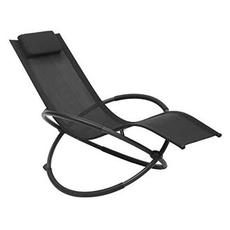 Woltu LS002sz Chaise Longue Pliable Bain de Soleil pour Jardin fauteil Relax Baignoire en Tissu Respirant Charge maximale 160 kg, Noir