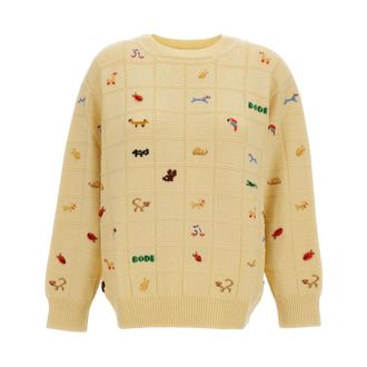 Bode Homme, Pulls, Beige, Taille: XS Animal Embroidery Sweater