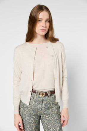 Gerard Darel Gilet en laine m&eacute;rinos fine - JUNA - Naturel