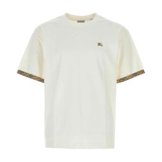 Burberry Homme, Tops, Blanc, Taille: M T-shirt en coton Ryan
