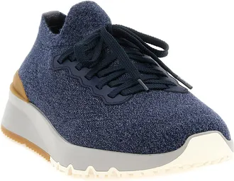 Brunello Cucinelli Jacquard Knit Sneaker - Navy