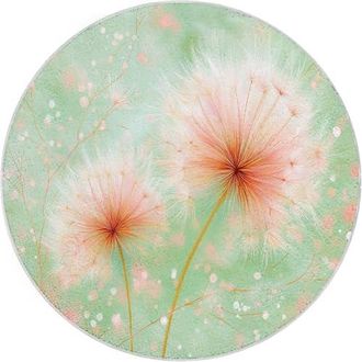Generic Bleu Minimalist Tapis Rond Salon, Exquis Fantaisie Floral Impression Tapis de Sol D&eacute;coration Antid&eacute;rapant pour Chambre Cuisine Balcon Terrasse Salle &agrave;