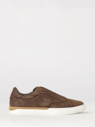 Fendi City Slip-on-Sneakers aus geh&auml;mmertem Leder und Nubuk mit Logodruck