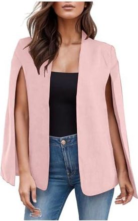 Generic Vestes pour femmes, cape, manches fendues, ouvert sur le devant, veste d&eacute;contract&eacute;e manteau v&ecirc;tements de travail, rose, XXL