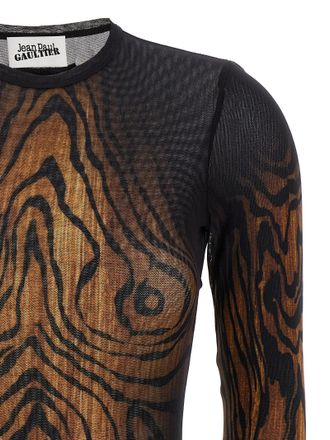Jean Paul Gaultier Tiger-Print Mesh Bodysuit - Multicolor