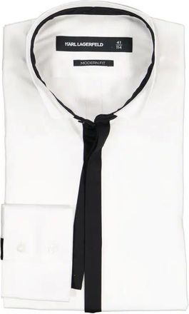 Karl Lagerfeld Herren Hemd wei&szlig; Baumwoll-Stretch