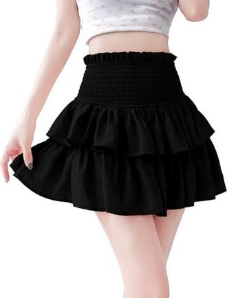 Generic Jupe Fleurie Courte Cargo Bohème Fluide Parachute Coton Drapée Pois Bain Fleur Africaine Droites Ciel Moutarde Plumes Holographique Accordéon Marinièr