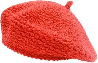 ZLYC Bérets Basques Tressés en Laine Baggy pour Femme(Orange uni),Taille Unique