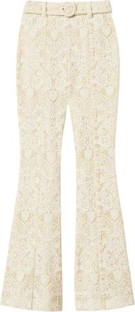 Twinset Femme, Pantalons, Beige, Taille: 42 FR Pantalons en dentelle Ceinture amovible Coupe &eacute;vas&eacute;e