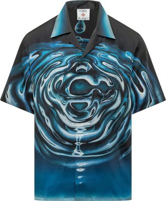 Casablanca Homme, Chemises, Bleu, Taille: XL Warped Logo SS Shirt