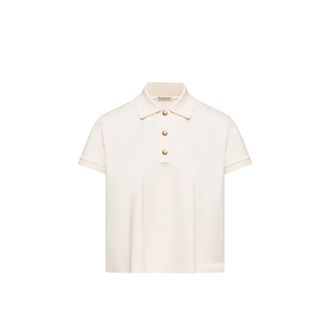 Moncler Moncler Polo En Coton &Agrave; Logo En Gros-grain, Femme, Blanc, Taille: Xl