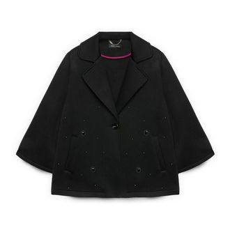Fiorella Rubino Femme, Manteaux, Noir, Taille: 44 FR Manteau Court Double-Boutonnage en Scuba