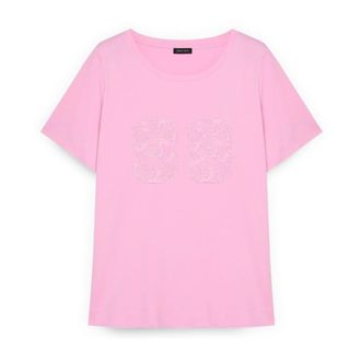 Fiorella Rubino Cotton T-shirt mit College-Flair - - Tops - Damen - Rosa - L