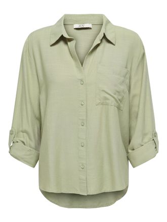 Jacqueline de Yong Hemdbluse JDY JDYCAYA LINEN LOOSE L/S SHIRT WVN DIA, Damen, Gr. L, laurel oak, Web, Obermaterial: 90% Viskose, 10% Leinen, unifarben, regular fit h&uuml;ft