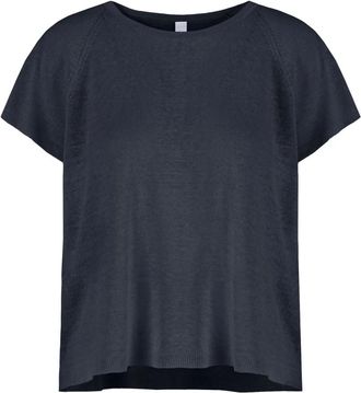 Bomboogie Femme, Tops, Bleu, Taille: 46 FR T-shirt en lin pur