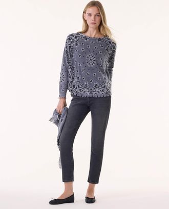 Kujten Pull cachemire col rond imprimé - Pull Mela Bandana Bico