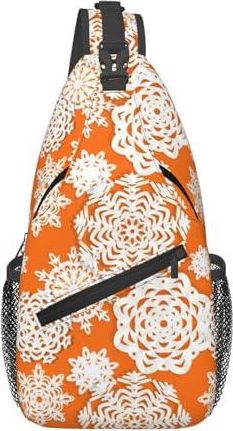 Generic Applique Flocon De Neige De No&euml;l Orange Sac &Agrave; Bandouli&egrave;re D&eacute;contract&eacute; Pochette Epaule Multifonctionnel Sac Banane Pour Cyclisme Homme Shopping