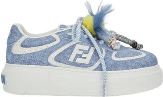 Fendi Low-Top Sneaker - Calfskin Sneakers With Charms And Playful Detailin - Gr. 36,5 (EU) - in Blau - f&uuml;r Damen
