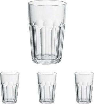 Guzzini Happy Hour, Longdrink Becher - Transparent, &Oslash;8,5 x h13 cm | 420 cc - 07230400 (Packung mit 4)