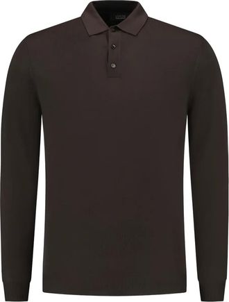 Zanone polo en laine à manches longues - Marron