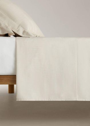Mango Drap plat percale de coton imprim&eacute; fleuri lit 135/140 cm vanille - Home - Lit 135/140 cm - MANGO HOME