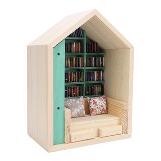 Brrnoo Exquisites, Niedliches B&uuml;cherregal aus Holz, Mini-Haus-Set, Langlebiges Kleines Haus-Set f&uuml;r Schlafzimmer, Arbeitszimmer, Gesch&auml;ft